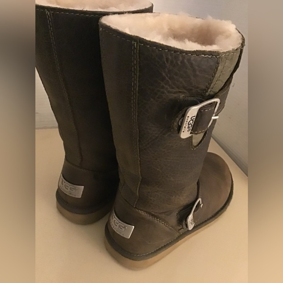 UGG | Shoes | Uggs Australia Women Brown Leather Biker Kensington Boots ...